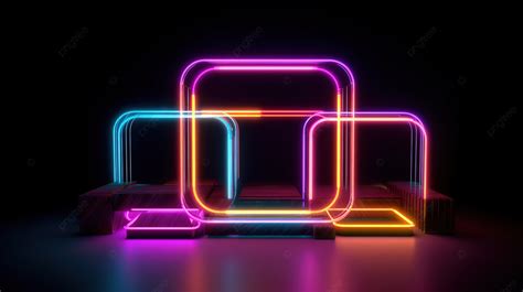 3d 렌더링된 기하학 디자인의 기하학적 네온 모양 그림 둥근 삼각형 기하학적 원 둥근 배경 배경 일러스트 및 사진 무료 다운로드 Pngtree