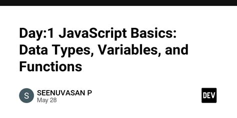 day 1 javascript basics data types variables and functions dev