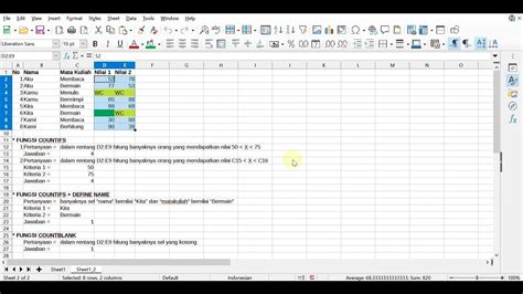 Libreoffice Calc Fungsi Count Dalam Spreadsheet Youtube
