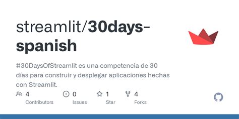 github streamlit 30days spanish 30daysofstreamlit es una