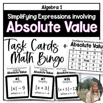 Simplifying Expressions Involving Absolute Value Task Cards Math Bingo