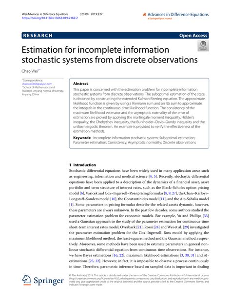 Pdf Estimation For Incomplete Information Stochastic Systems From Discrete Observations