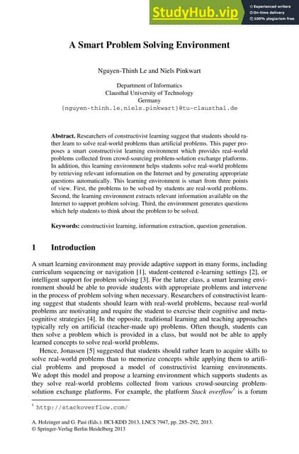 A Smart Problem Solving Environment Pdf