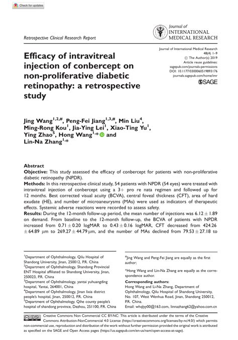 Pdf Efficacy Of Intravitreal Injection Of Conbercept On Non