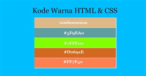 Daftar Kode Warna Html Css Lengkap Tamboenman Daftar Kode Warna Html Css Lengkap Tamboenman