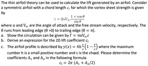 Solved The Thin Airfoil Theory Can Be Used To Calculate The Lift