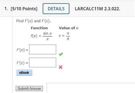 solved find f′ x and f′ c function value of c