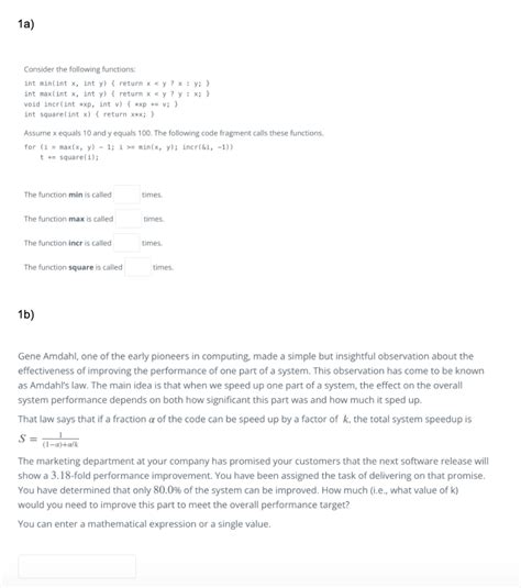 solved 1a consider the following functions int min int x