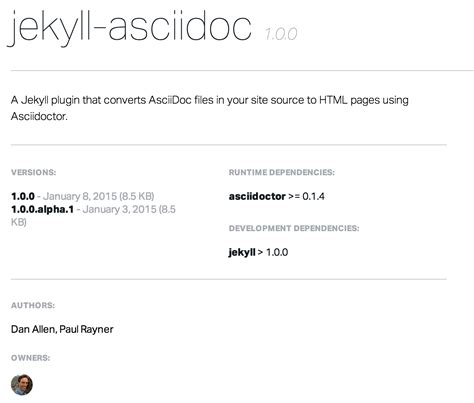 jekyll asciidoc gem published