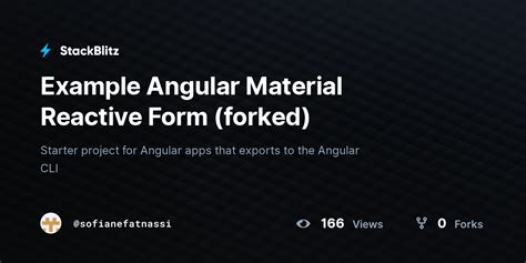 Example Angular Material Reactive Form Forked Stackblitz