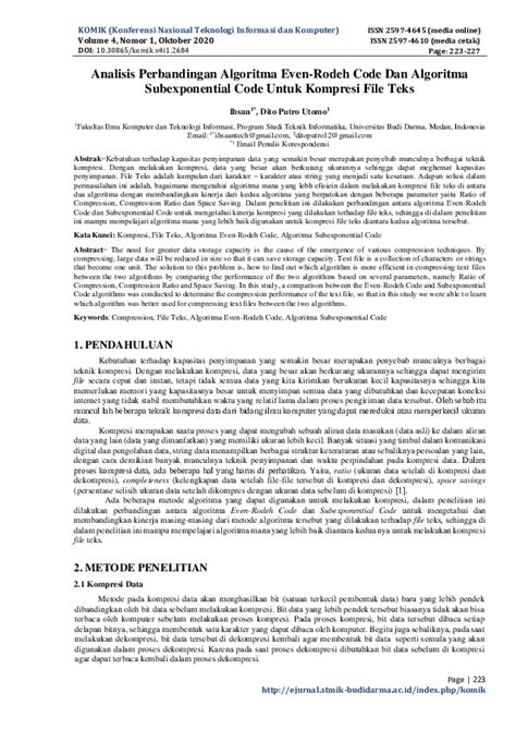 pdf analisis perbandingan algoritma even rodeh code dan algoritma