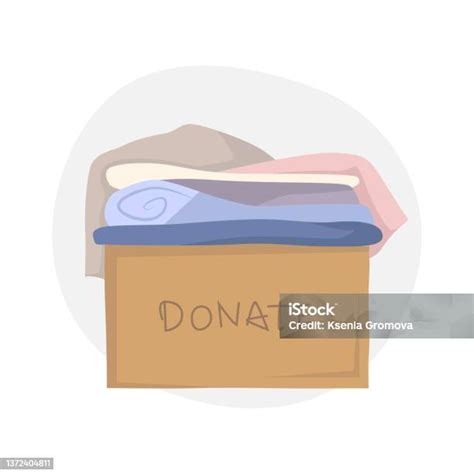 재활용 및 기부를위한 오래된 옷이있는 골판지 상자 의류 재활용기부의 개념 0에 대한 스톡 벡터 아트 및 기타 이미지 0