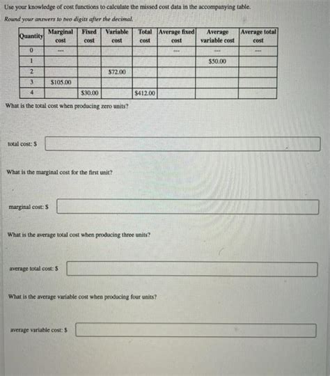 Solved Use Your Knowledge Of Cost Functions To Calculate The