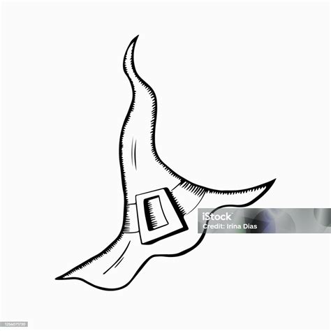 엽서 로고 아이콘의 뾰족한 마법사 모자입니다 매직 머리 장식 손으로 그린 스케치 모든 성도의 날의 할로윈 이브장식 요소 흰색으로 격리된 스톡 벡터 일러스트레이션입니다 0명에