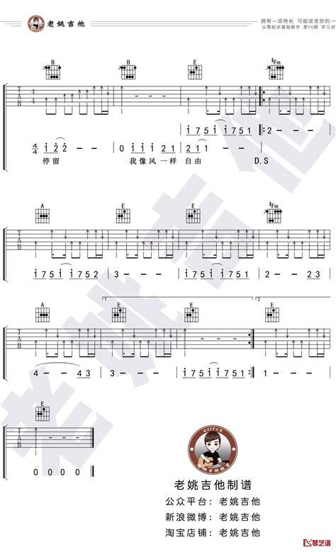 像风一样自由吉他谱 E调简单版 许巍 简谱网