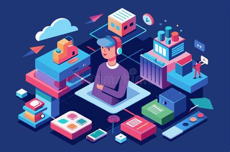 A Person Engages In Thought Processing Within A Vibrant Digital Workspace Filled With Various