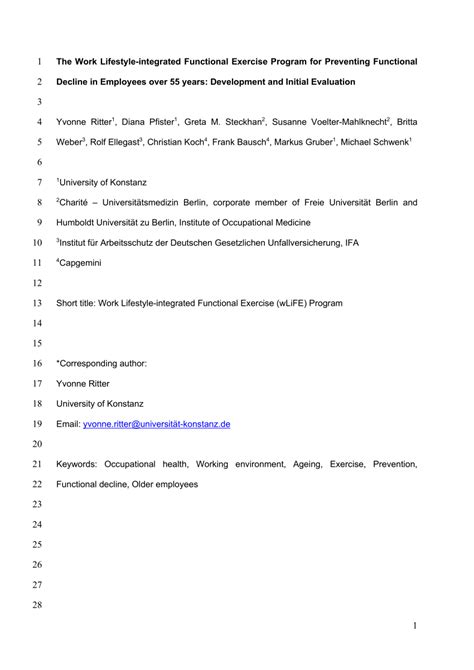 Pdf The Work Lifestyle Integrated Functional Exercise Program For