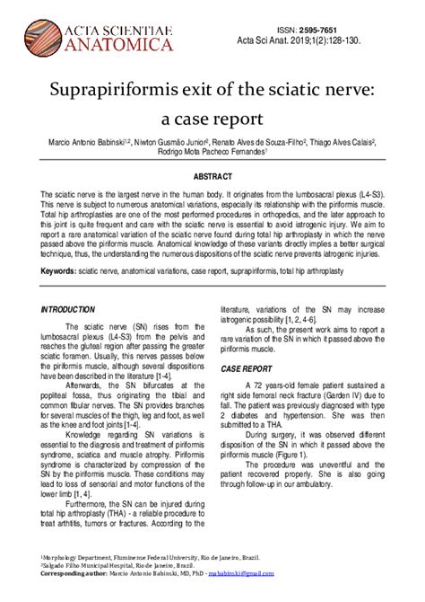 Pdf Suprapiriformis Exit Of The Sciatic Nerve A Case Report