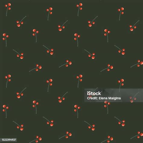 짙은 녹색 수채화 물감 이음매 없는 패턴에 크리스마스 레드 베리 심플한 미니멀리스트 겨울 휴가 디자인을 위한 마가목이 있습니다 0명에 대한 스톡 벡터 아트 및 기타 이미지