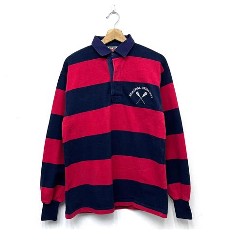 Vintage Barbarian Collegiate Striped Rugby Shirt Size Medium Etsy