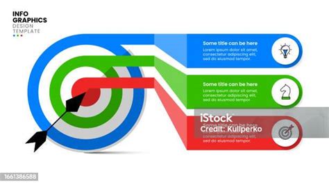 인포그래픽 템플릿입니다 3단계와 아이콘이 있는 다트판 0명에 대한 스톡 벡터 아트 및 기타 이미지 0명 개념 겨냥
