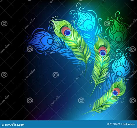 Peacock Feathers Seamless Pattern Peacock Wallpaper Blue Background
