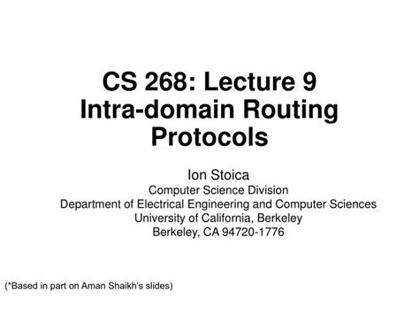 Ppt Cs 268 Lecture 9 Intra Domain Routing Protocols Powerpoint