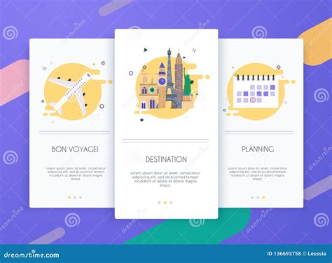 Onboarding Screens User Interface Kit For Mobile App Templates Concept Of Travel Modern Vector