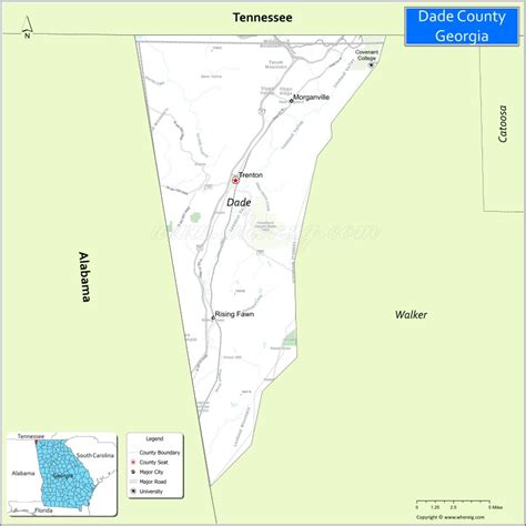 Map Of Dade County Georgia Where Is Located Cities Population