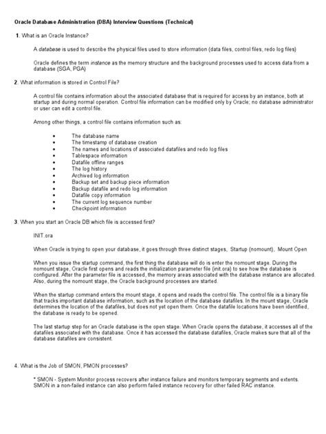 Dba Interview Questions Pdf Oracle Database Database Index