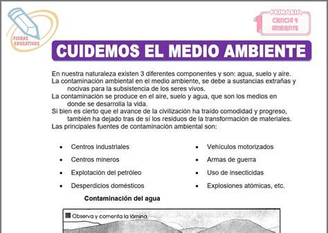 Cuidemos El Medio Ambiente Para Primero De Primaria