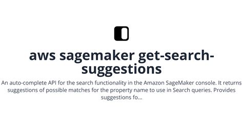 Aws Sagemaker Get Search Suggestions Fig