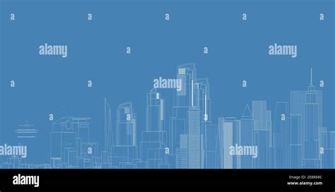 3d Illustration Architecture Building Perspective Lines Modern Urban