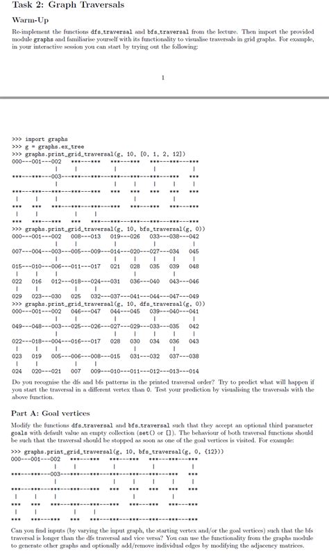 Solved Task Graph Traversals Warm Up Re Implement The Chegg