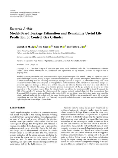 Pdf Model Based Leakage Estimation And Remaining Useful Life
