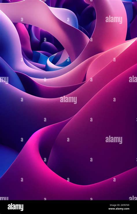 Hand Drawn Dynamic Pink Waves Pattern Collage Contemporary Print With