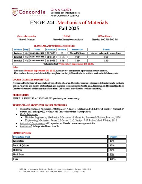 ENGR Course Outline Materials For Fall Instructor Ahmed Soliman Studocu