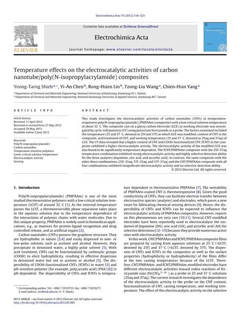 Pdf Temperature Effects On The Electrocatalytic Activities Of Carbon
