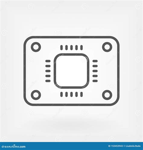 Outline PCB With MCU Icon Simplified Picture Stock Vector Illustration Of Module Component