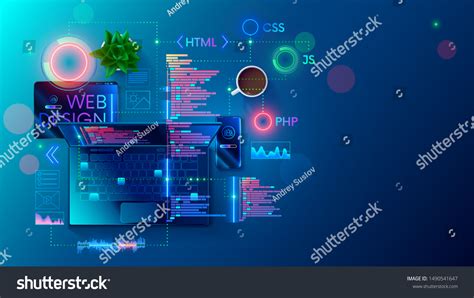 Web Development Coding Programming Responsive Layout Stock Illustration