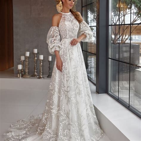 Lace Halter Wedding Dress Etsy