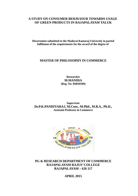 PDF A STUDY ON CONSUMER BEHAVIOUR TOWARDS USAGE OF GREEN PRODUCTS