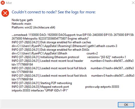 Ethereum Node Connection Error Issue Ethereum Mist GitHub