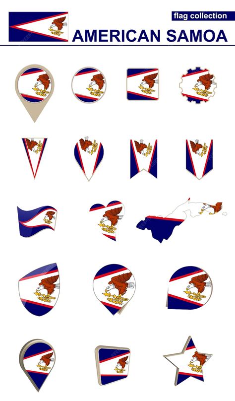 Premium Vector American Samoa Flag Collection Big Set For Design
