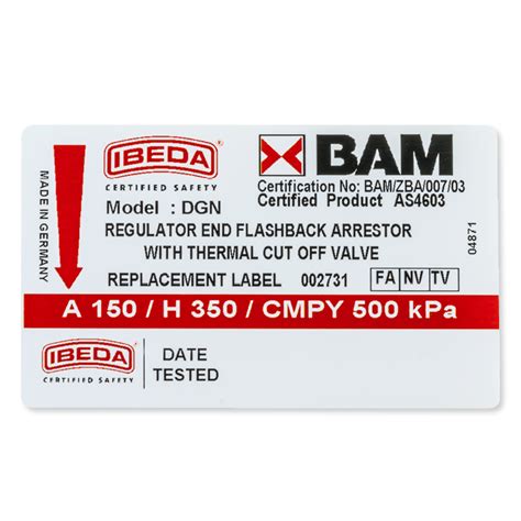 Replacement Label Fuel Gas Standard Flow Regulator End 1 Pack 20 Labels Haiton