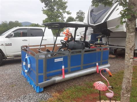 Pontoon Boat Golf Cart Parade Float In 2025 Golf Cart Decorations Golf Carts Pontoon Boat