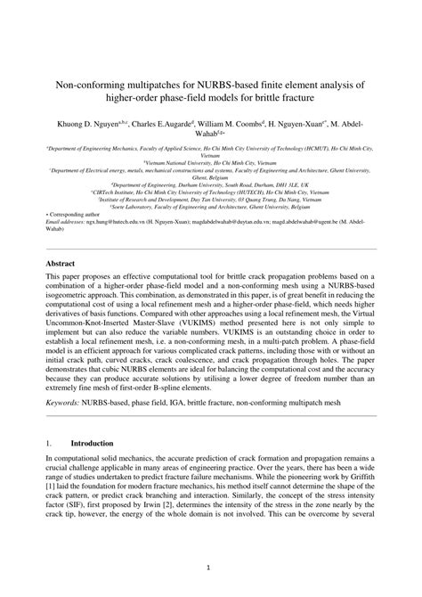 Pdf Non Conforming Multipatches For Nurbs Based Finite Element Analysis Of Higher Order Phase