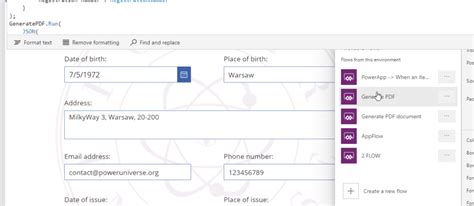 generate document from template via power automate power platform