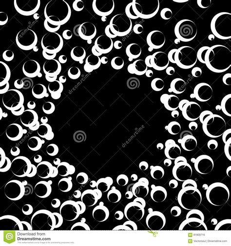 Abstract Spirally Monochrome Element With Overlapping Circles Stock