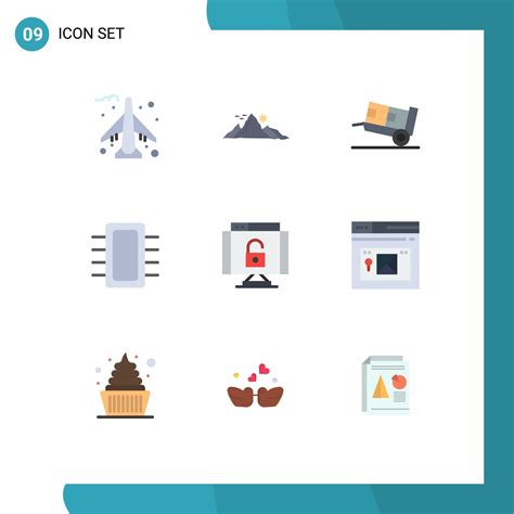 9 Thematic Vector Flat Colors And Editable Symbols Of Data Gadget Delivery Devices Board